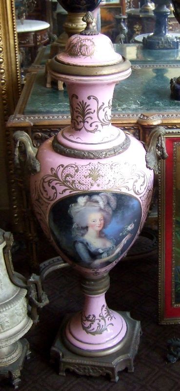 Pair of ormolu-mounted Pompadour Pink sevres-style porcelain vases and ...